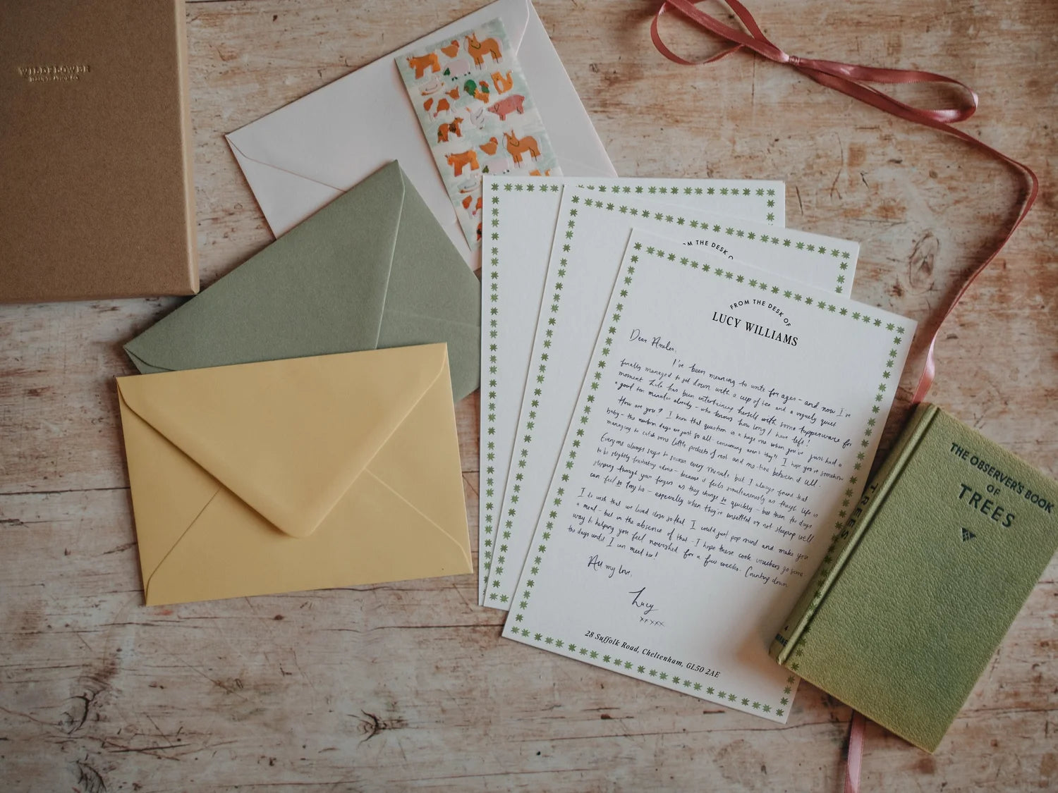 THE MATHILDA PERSONALISED WRITING SET (Green) – Wildflower Illustration Co.